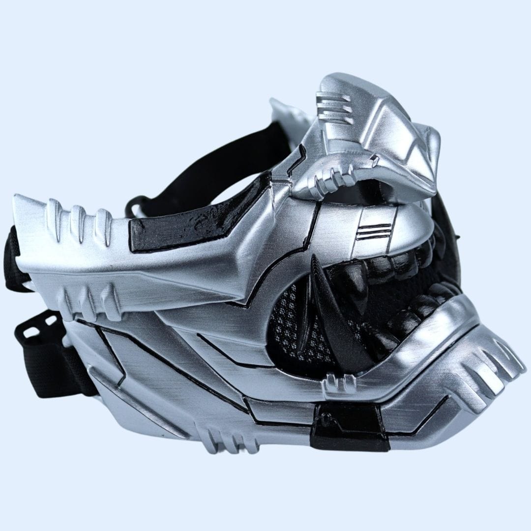 Cyber Oni Mask - Metallic Gray – Space Armory | Japanese Mask and ...