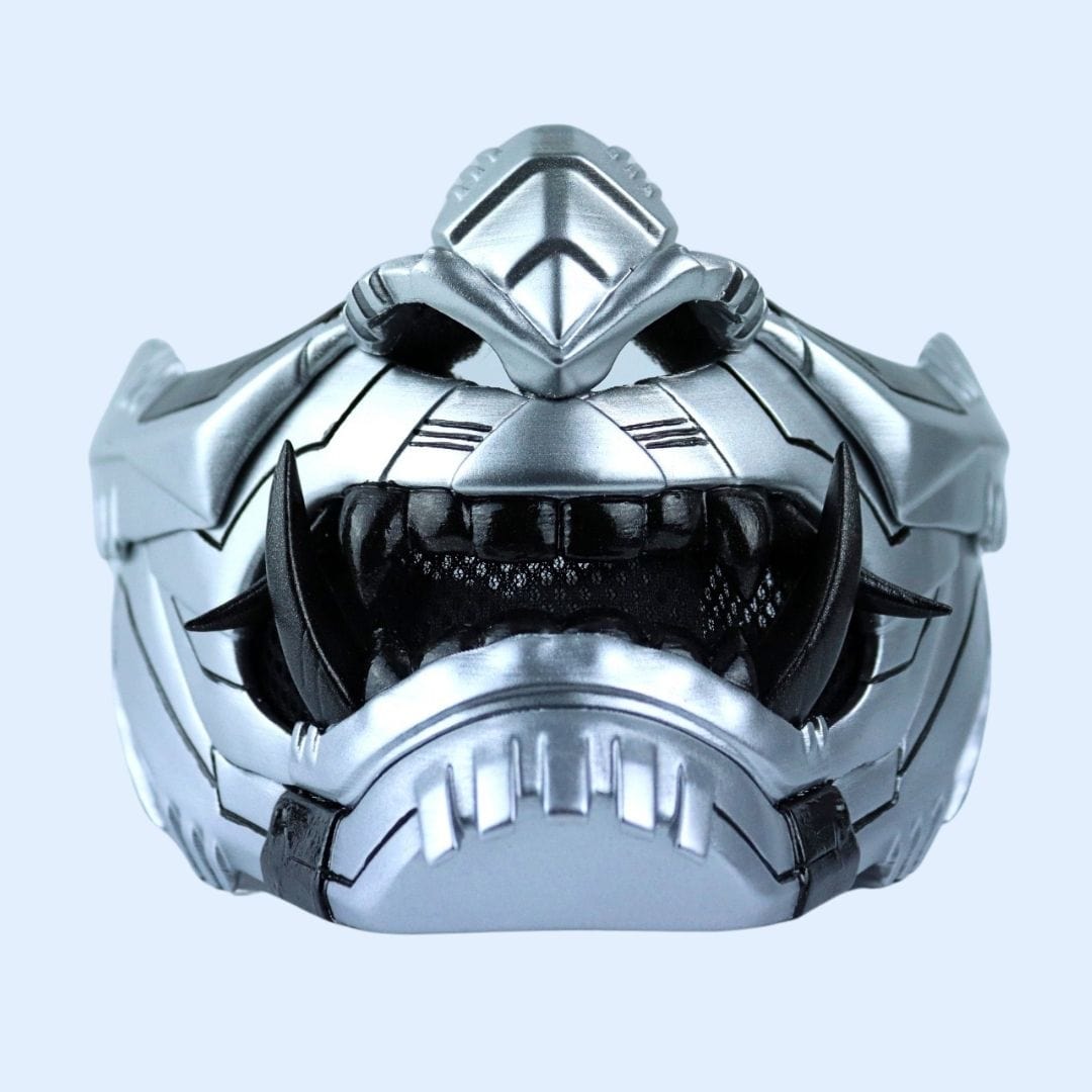 Cyber Oni Mask - Metallic Gray – Space Armory | Japanese Mask and ...