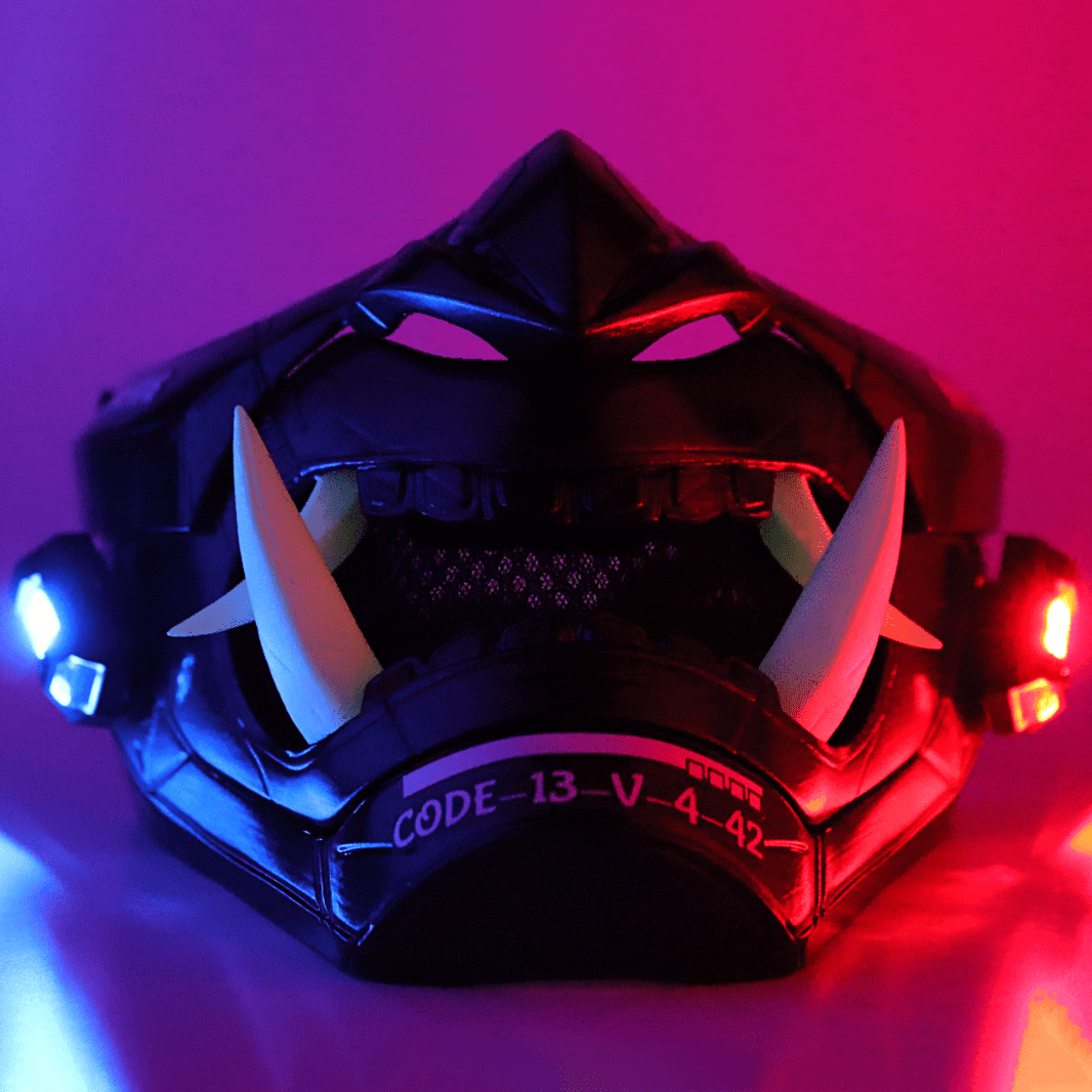 Cyberpunk LED Oni Mask – Space Armory | Japanese Mask and Cosplay Store