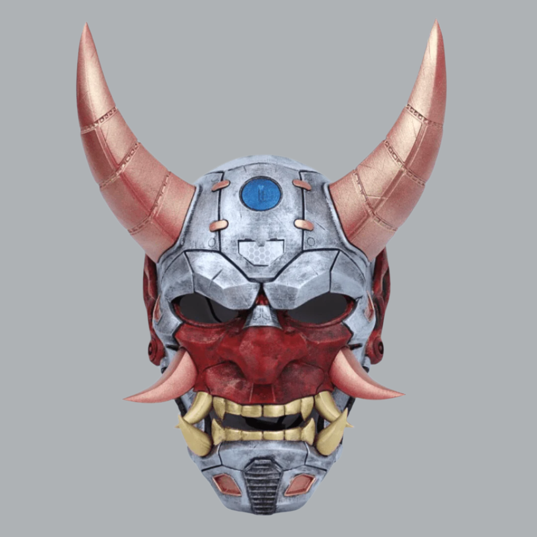 Cyborg Full Face Oni Mask - Silver – Space Armory | Japanese Mask and ...