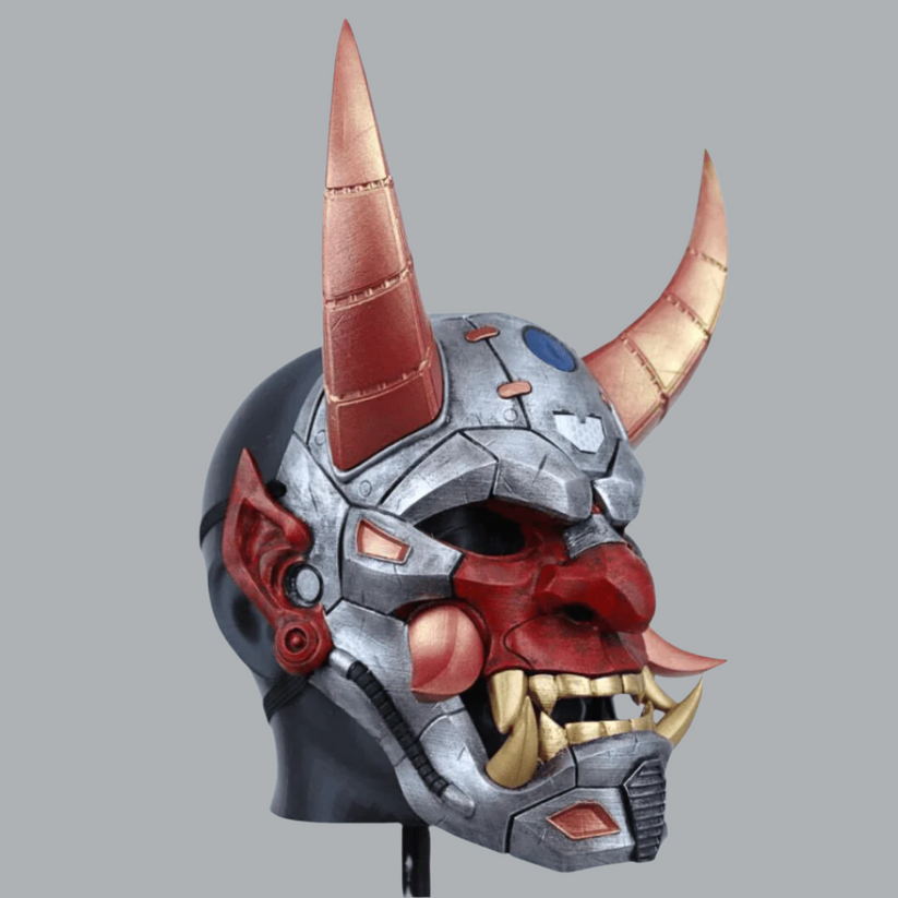 Cyborg Full Face Oni Mask - Silver – Space Armory | Japanese Mask and ...