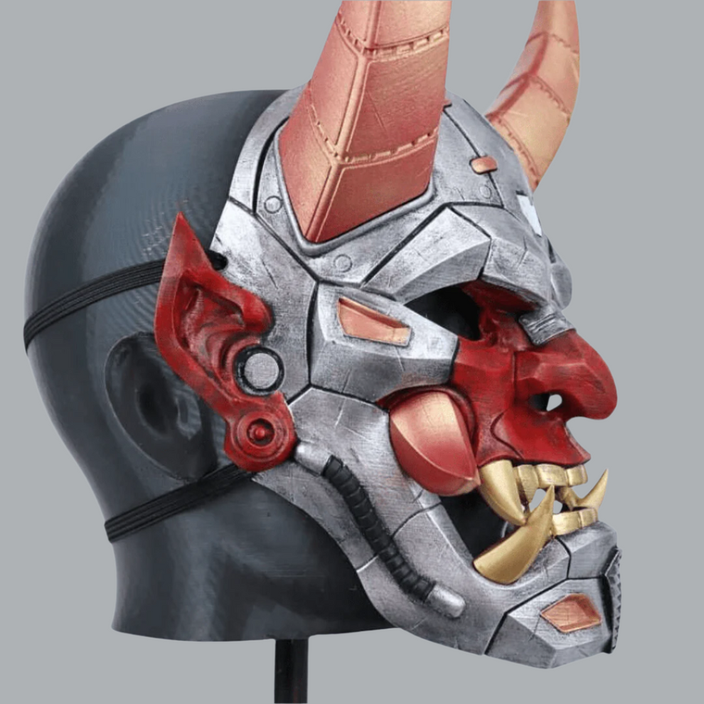Cyborg Full Face Oni Mask - Silver – Space Armory | Japanese Mask and ...