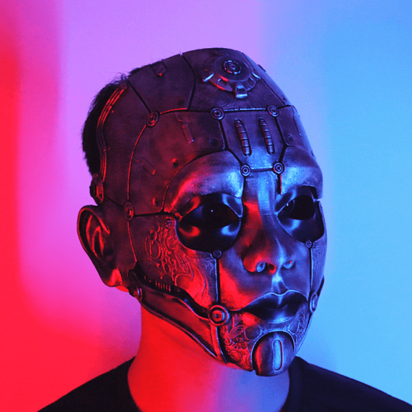 Cyborg Humanoid Robot Mask - Silver – Space Armory | Japanese Mask and ...