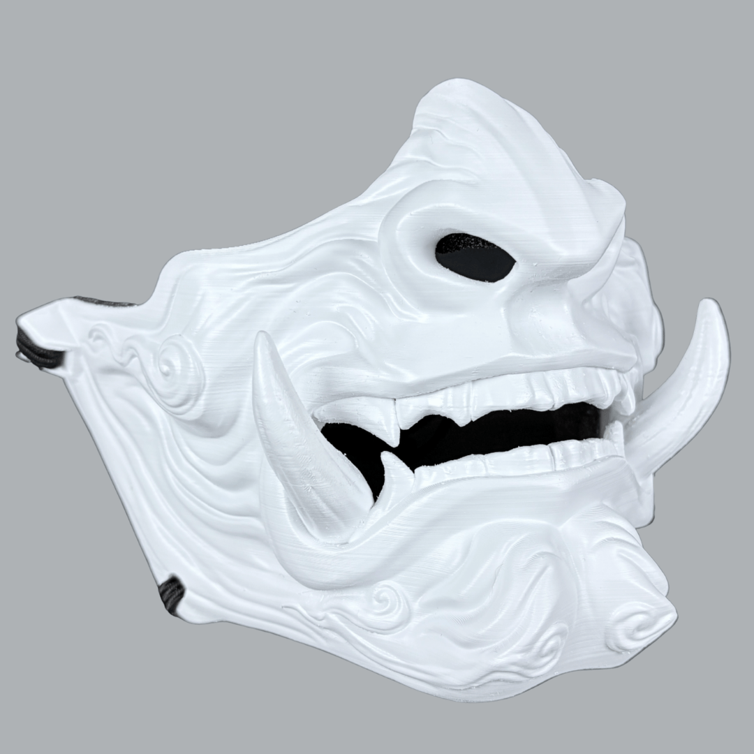 Demon Oni Mask - Full Matte White – Space Armory | Japanese Mask and ...