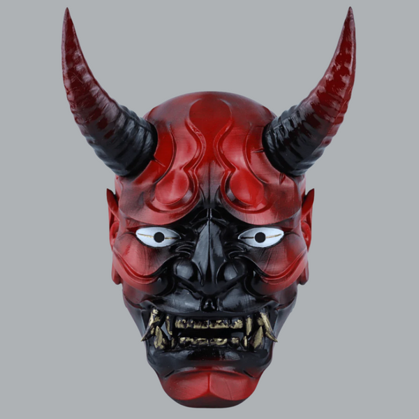 Japanese Full Face Oni Mask - Black/Red – Space Armory | Japanese Mask ...