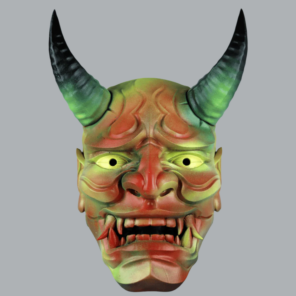 Japanese Full Face Oni Mask - Red/Yellow – Space Armory | Japanese Mask ...