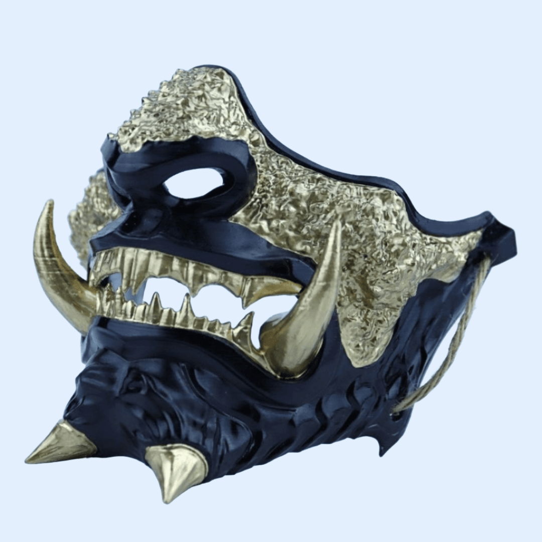 Japanese Oni Mask - Glossy Black – Space Armory | Japanese Mask and ...