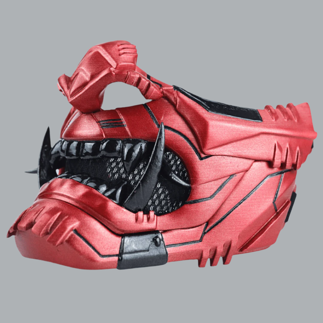 Cyber Oni Mask - Metallic Red – Space Armory | Japanese Mask and ...