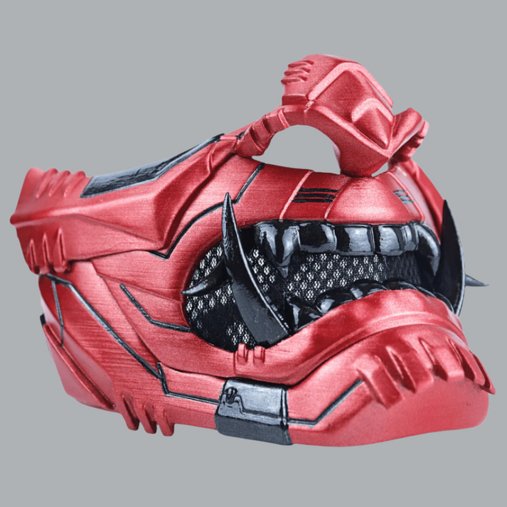 Cyber Oni Mask - Metallic Red – Space Armory | Japanese Mask and ...