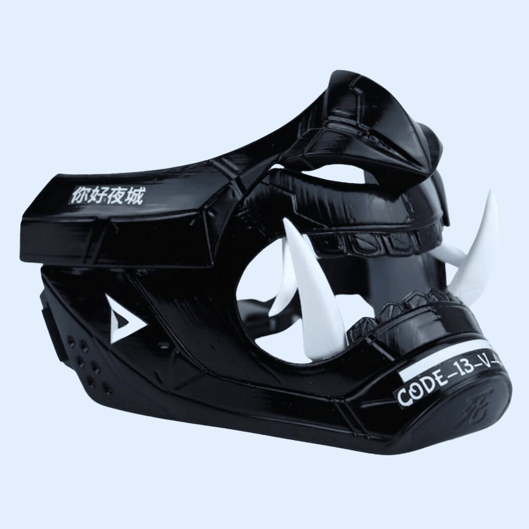 Cyberpunk Oni Mask Glossy Black – Space Armory | Japanese Mask and ...