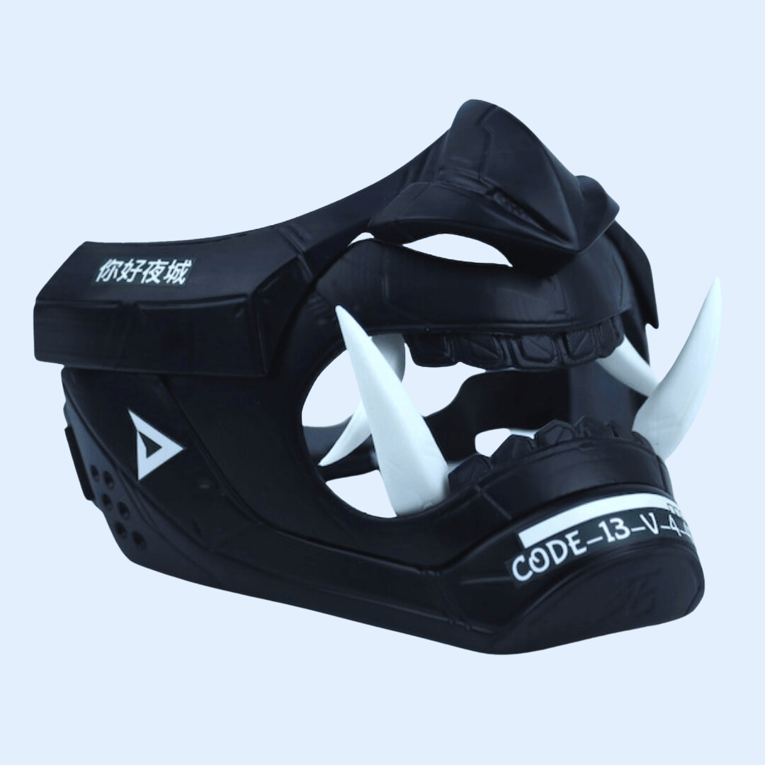 Cyberpunk Oni Mask Matte Black – Space Armory | Japanese Mask and ...