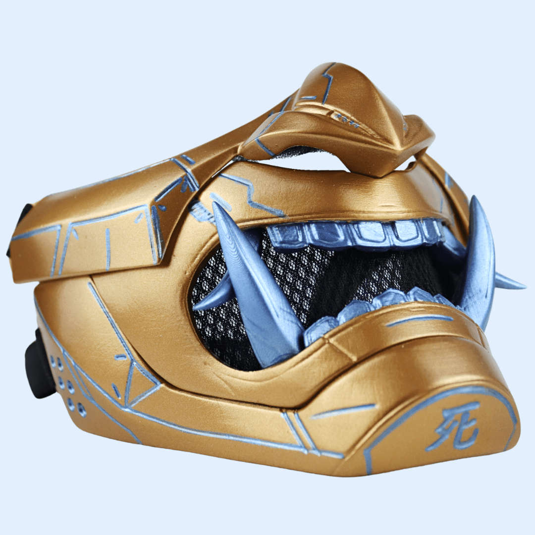 Cyberpunk Oni Mask Metallic Gold – Space Armory | Japanese Mask and ...
